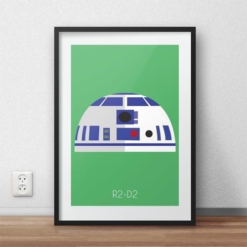 Plakat z postacią droida R2-D2 A3 (297mm x 420mm) - Scandi Poster ...