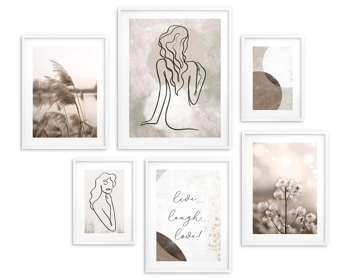 Plakaty na ścianę obrazy do salonu kobieta styl boho natura brąz beż ...