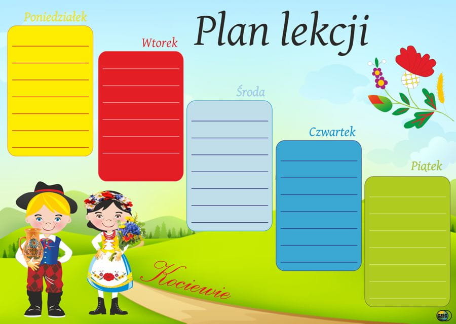 Plan lekcji dla dzieci - kociewski wzór - Czec | Sklep EMPIK.COM