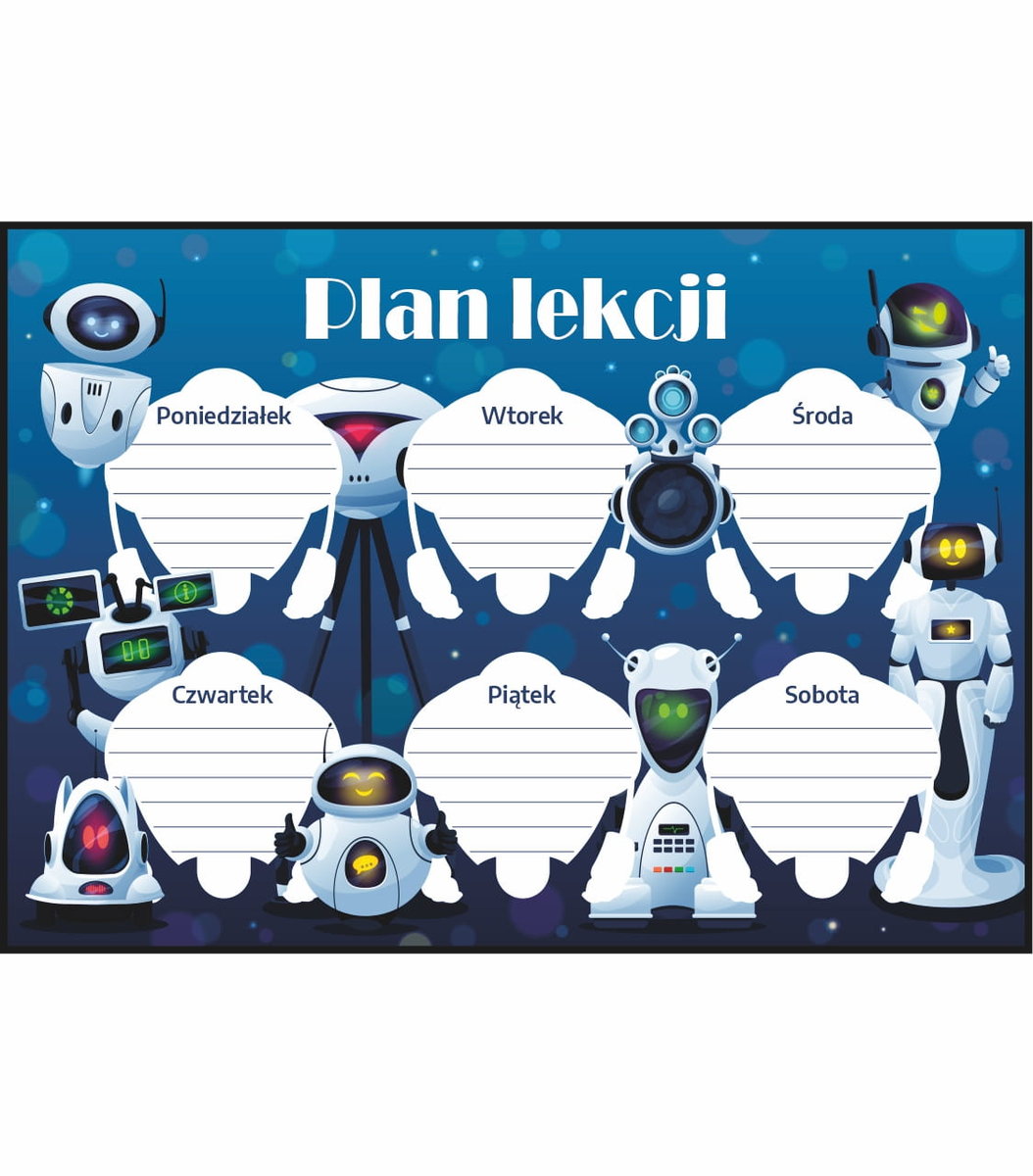 Plan lekcji roboty, nowy rok szkolny, rozmiar A4 - Inna marka | Sklep EMPIK.COM