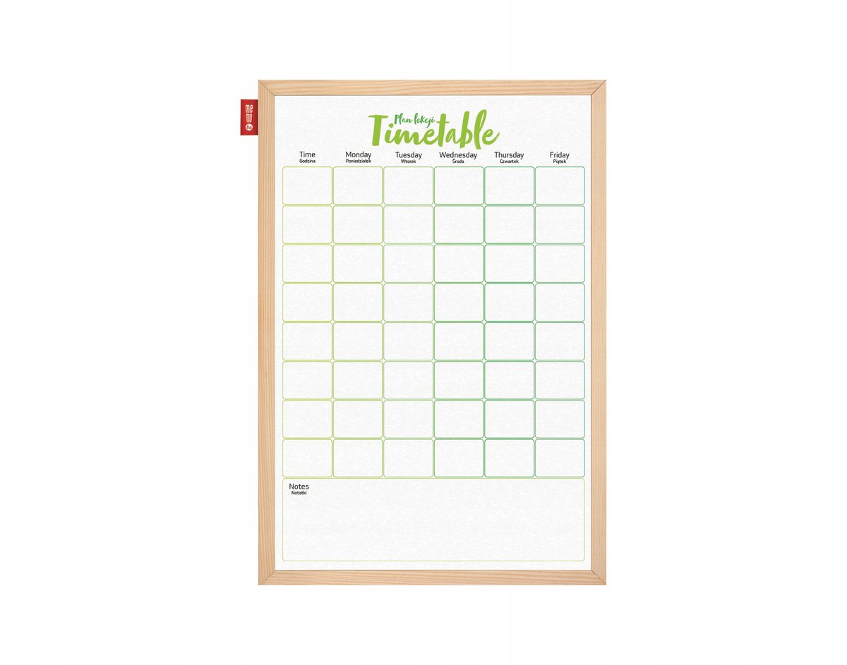 Plan lekcji tablica suchościaralna magnetyczna 40x60 cm MemoBe - MemoBe ...