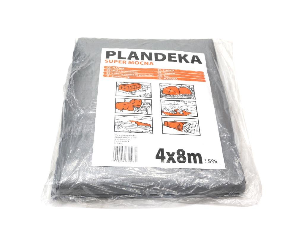 Plandeka SUPER MOCNA 4x8m (srebrna) gramatura 160g/m2 - Inna marka ...