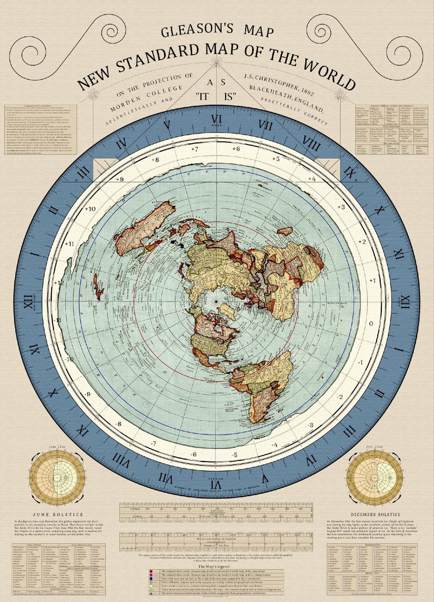 Plaska ziemia Mapa Świata Gleason 1892r. Odnowiona Flat Earth 120x90cm ...