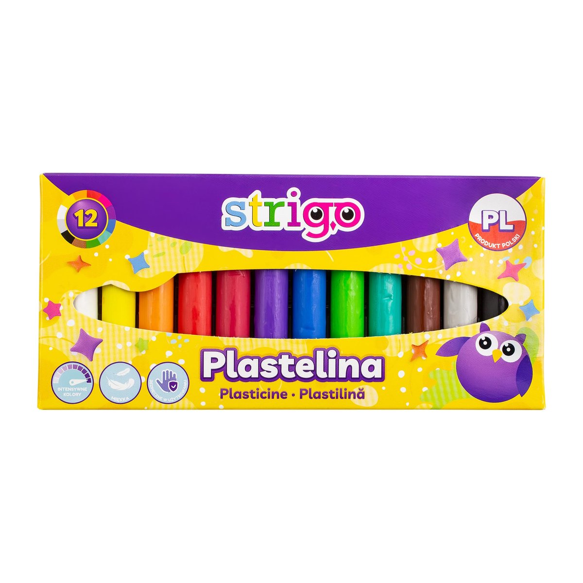 Plastelina szkolna dla dzieci zestaw 12 kolorów klasycznych STRIGO ...
