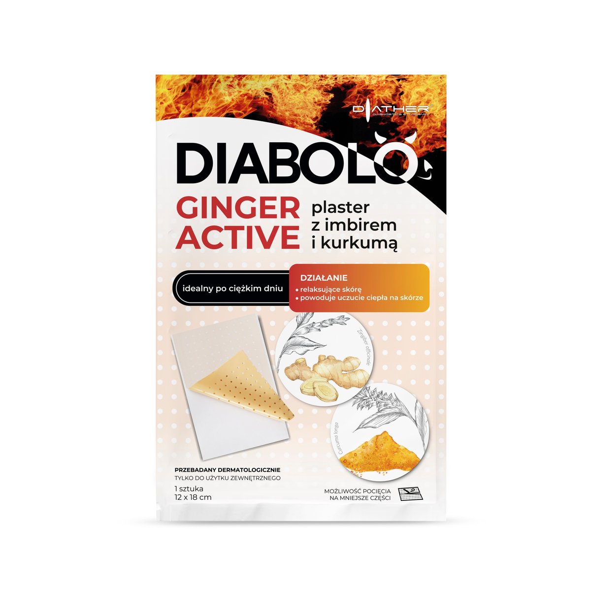 Plaster rozgrzewający DIABOLO GINGER ACTIVE z imbirem i kurkumą 1 ...