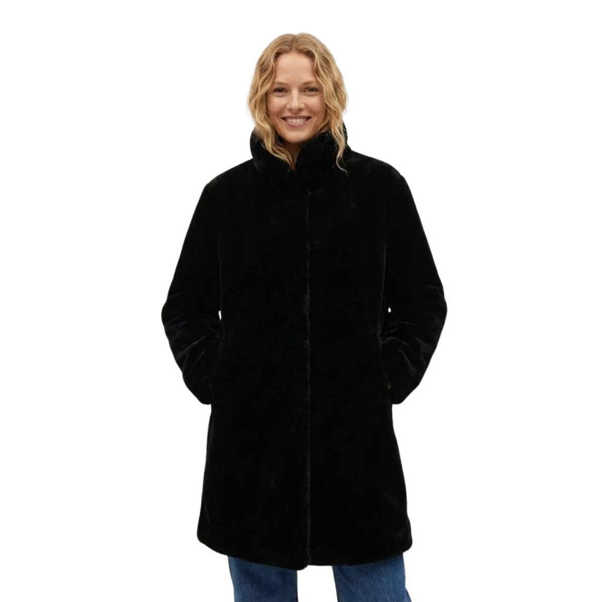 Płaszcz damska Mango czarny futrzany przed kolano-L - Inna marka | Moda ...