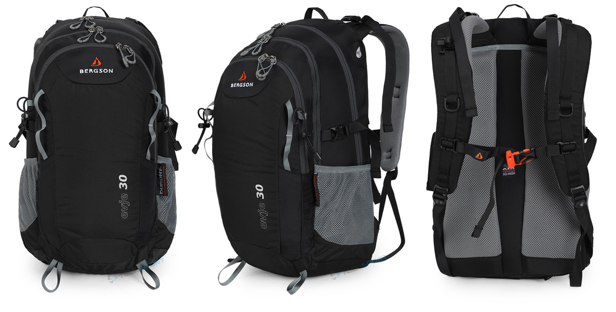 PLECAK SPORTOWY BERGSON EVJE 30L | LEKKI FUNKCJONALNY | CZARNY ...