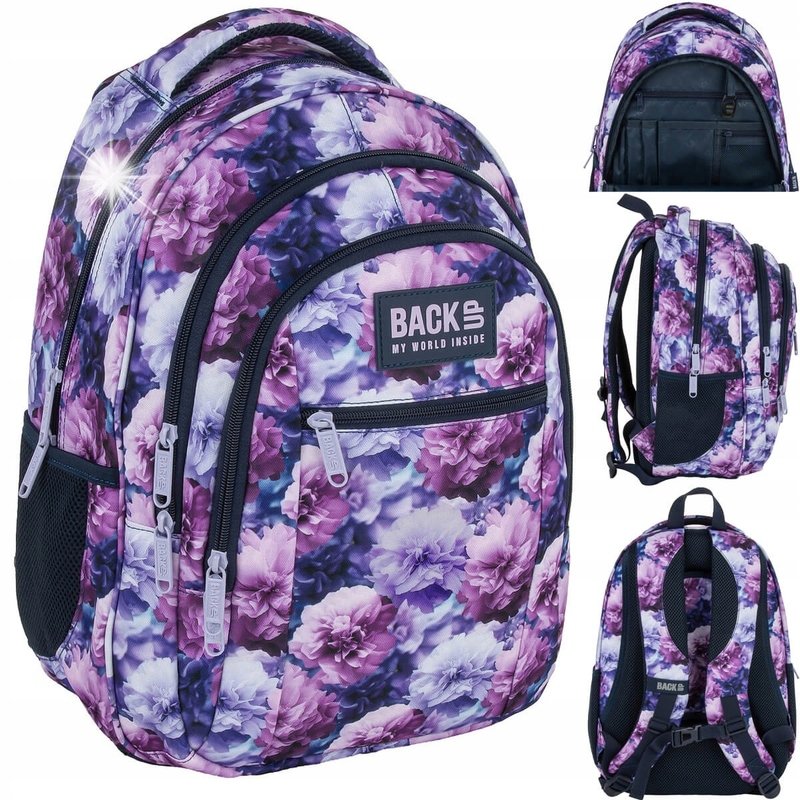 Plecak Szkolny Backup Violet Bloom Dla Dziewczynki Kwiaty Róż Fiolet ...