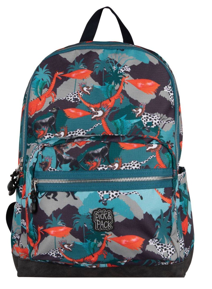 Plecak szkolny Pick & Pack Forest Dragon Backpack L - multi green ...