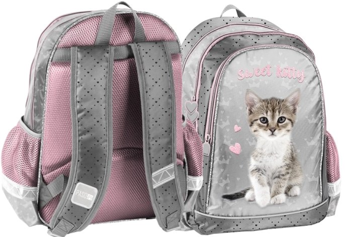 Plecak szkolny SŁODKI KOTEK kot z kotkiem dla dziewczynki PIERWSZOKLASISTKI 1 2 3 klasa ...