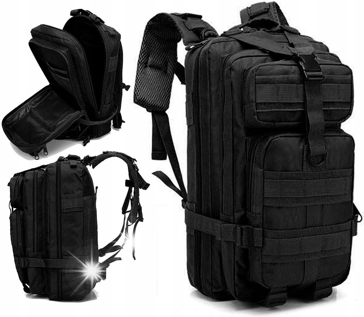 PLECAK WOJSKOWY TAKTYCZNY TURYSTYCZNY MĘSKI DO PRACY SZKOŁY CZARNY MOCNY - Inna marka | Sport ...