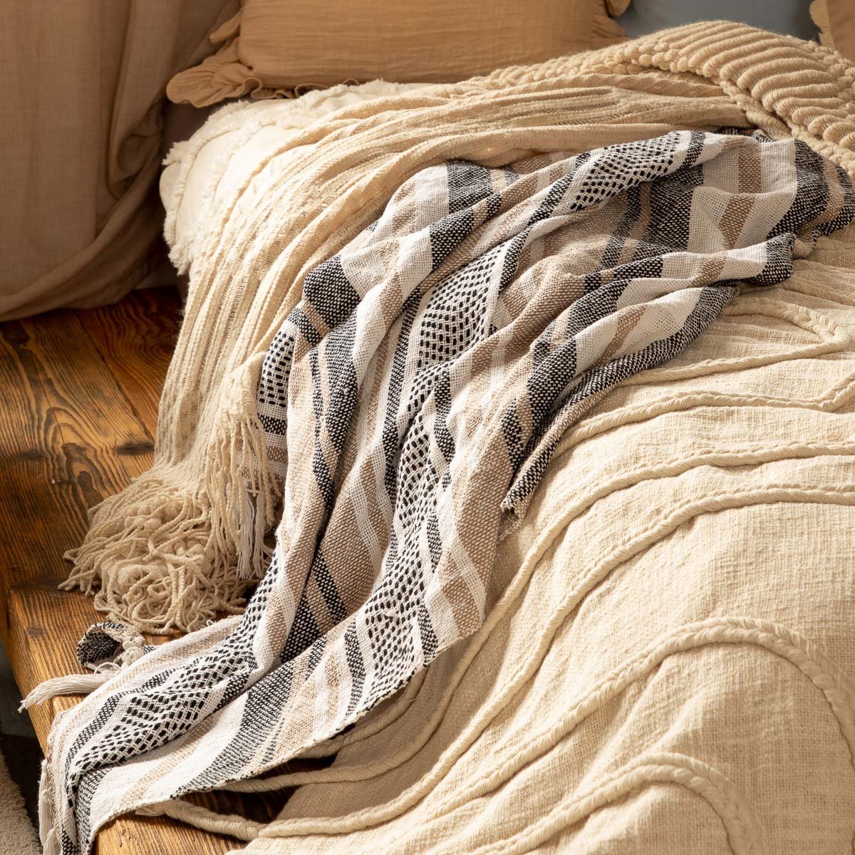 Pled koc FORTUNA II bawełna w paski 130x170 HOMLA - Homla | Sklep EMPIK.COM