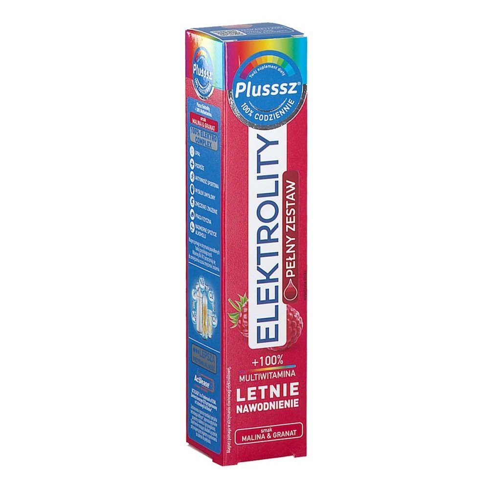 Plusssz Elektrolity + 100% Multiwitamina tabletki musujące smak malina ...