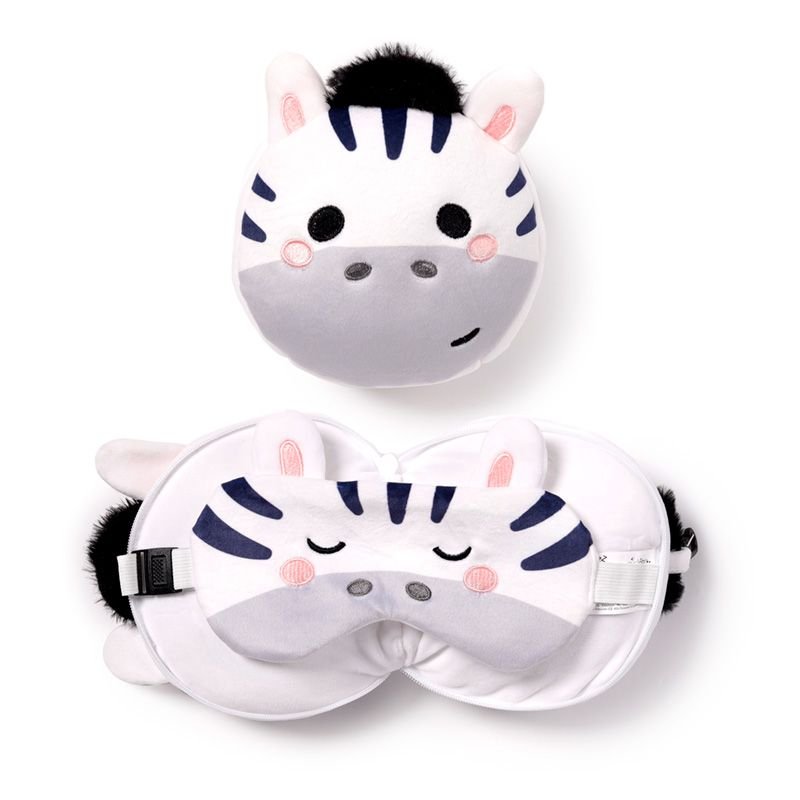 Pluszowa okrągła poduszka podróżna i maska na oczy Zebra Adoramals ... Pluszowa okrągła poduszka podróżna i maska na oczy Zebra Adoramals ...
