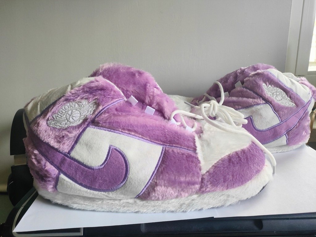 Pluszowe kapcie bawełniane nike fioletowe jordan prezent streetwear 36 ...