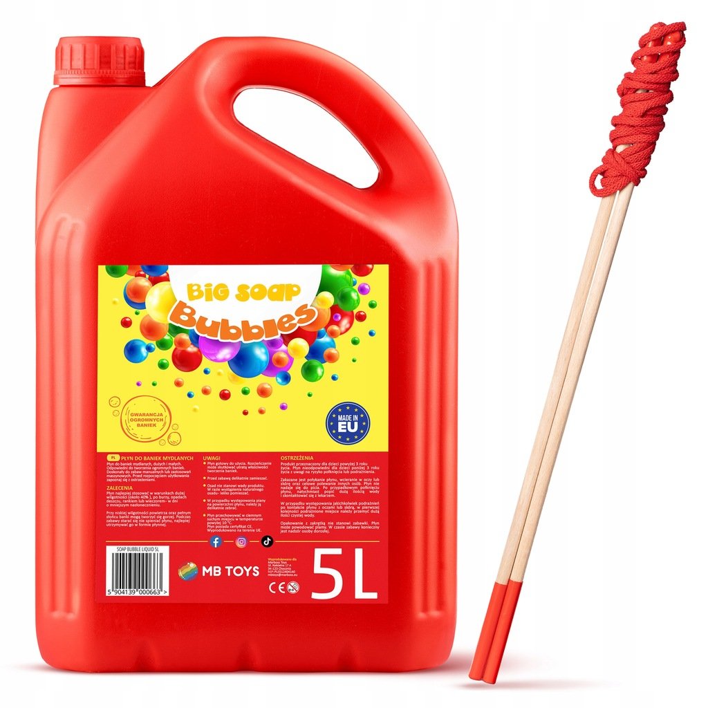 Płyn do baniek mydlanych PRO 5L + KIJEK - ZESTAW - PL - MBTOYS - MB ...