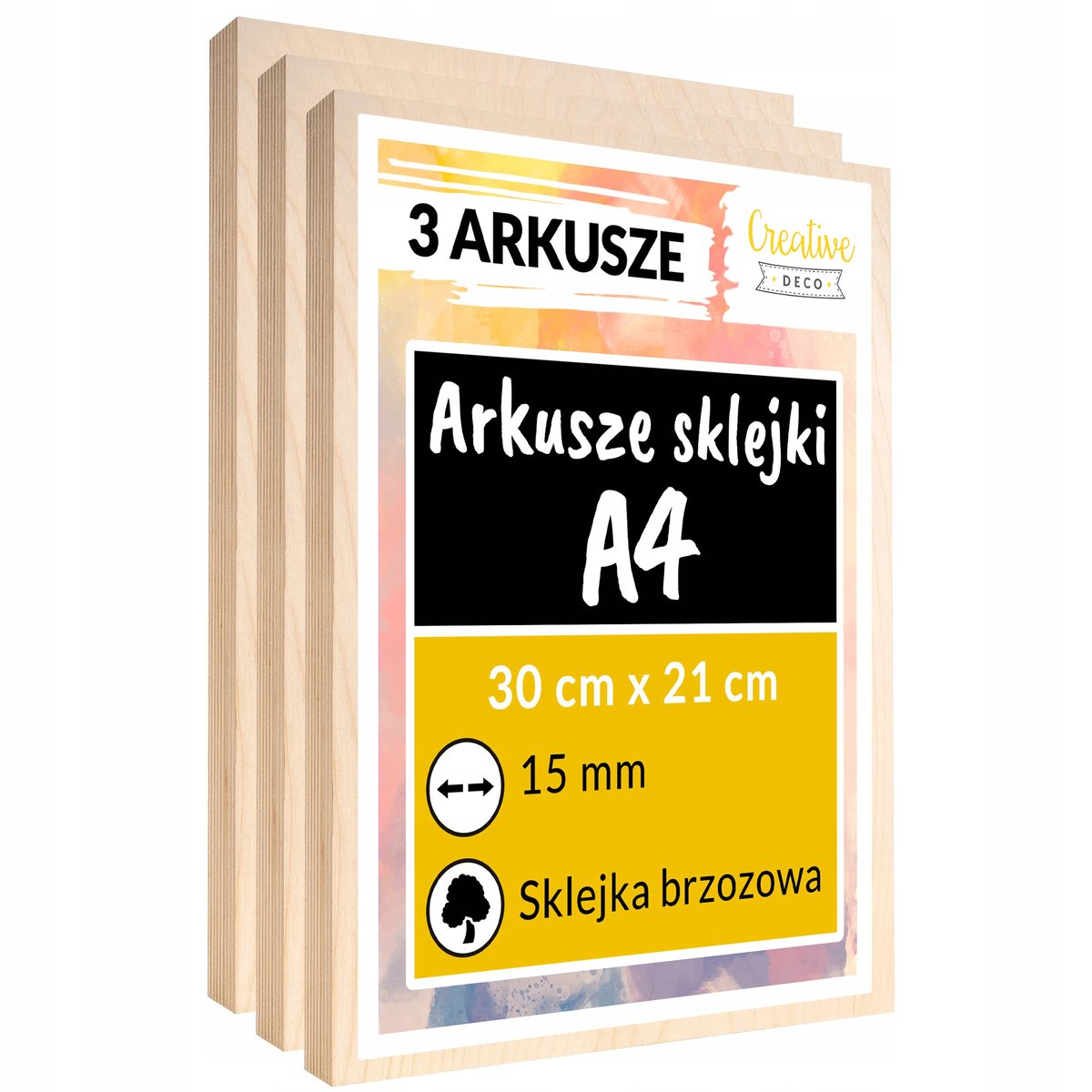 Płyta sklejka do cięcia laserem grawerowania dekoracji 15mm A4 x 3 sztuki - Creative Deco ...