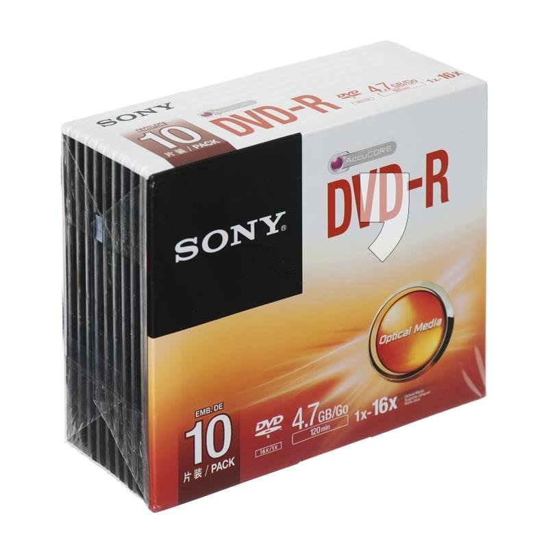 Płyty DVD-R SONY 10DMR47SS, 4.7 GB, 16x, 10 szt. - Sony | Sklep EMPIK.COM