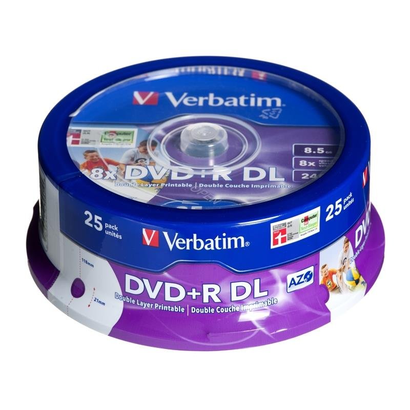Płyty DVD+R VERBATIM Double Layer Printable, 8.5 GB, 8x, 25 szt. - Verbatim | Sklep EMPIK.COM