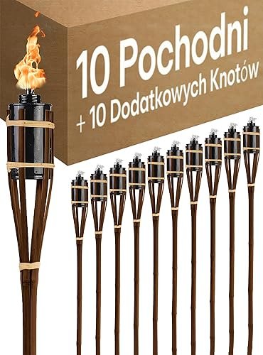 POCHODNIE OGRODOWE BAMBUSOWE OLEJOWE DO OGRODU IMPREZY 10 SZT 90 CM ...