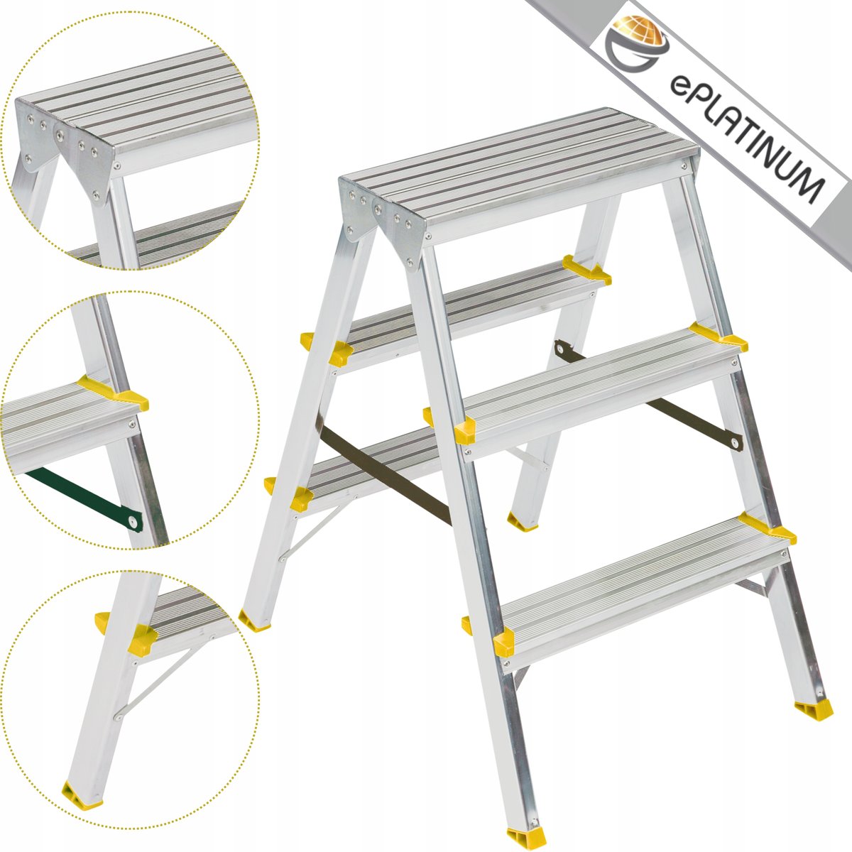 Podest 3 stopniowy aluminiowy 150KG Schodki Trep CERTYFIKAT EN131 ATEST ...