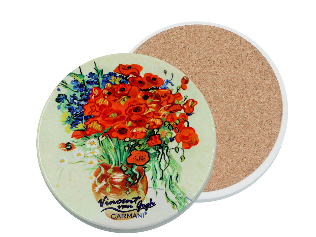Podkładka ceramiczna, okrągła - V. van Gogh, Maki w wazonie (CARMANI ...