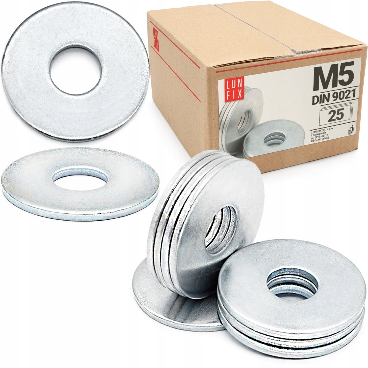 Podkładka powiększona M5 poszerzana płaska DIN 9021 ocynk ocynkowana 25szt. - Lun Fix | Sklep ...