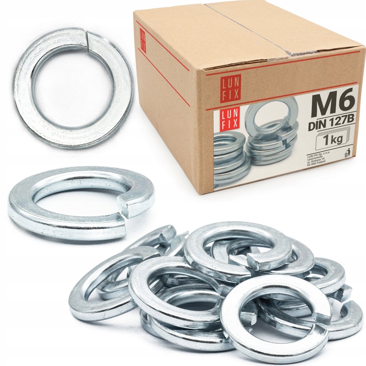 Podkładka sprężysta M6 sprężynowa DIN 127 płaska ocynkowana 1 kg - Lun ...