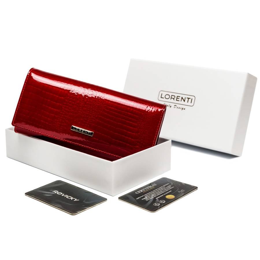 Podłużny, Lakierowany Portfel Damski Z Wzorem Wężowej Skóry — Lorenti ...