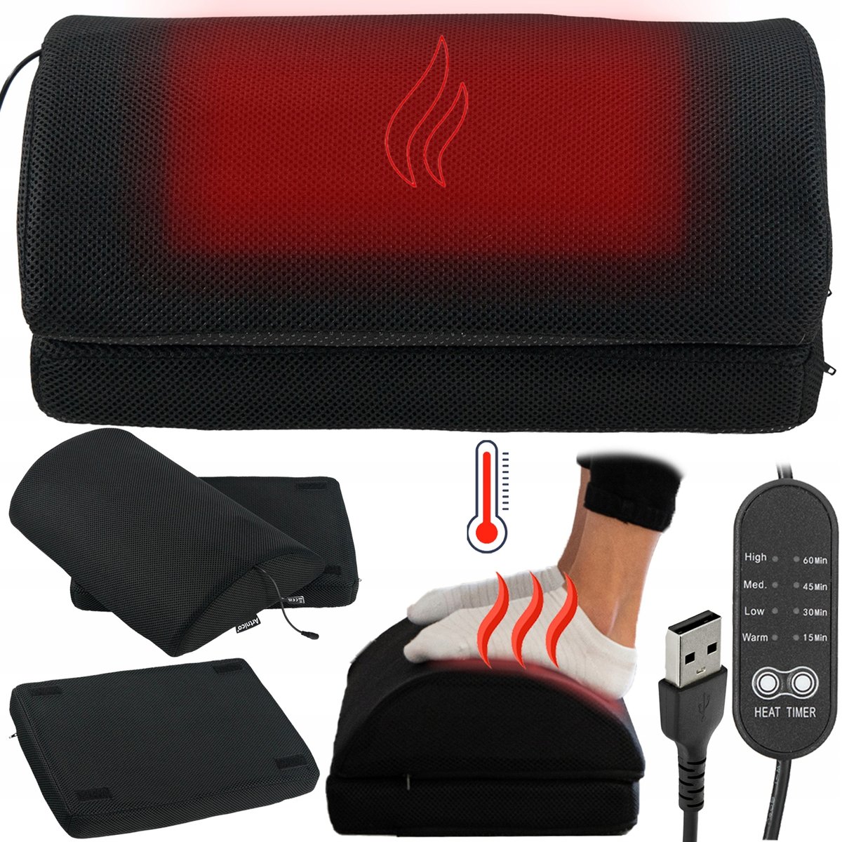 PODNÓŻEK BIUROWY ERGONOMICZNY MATERIAŁOWY REGULOWANY PODGRZEWANY POD ...