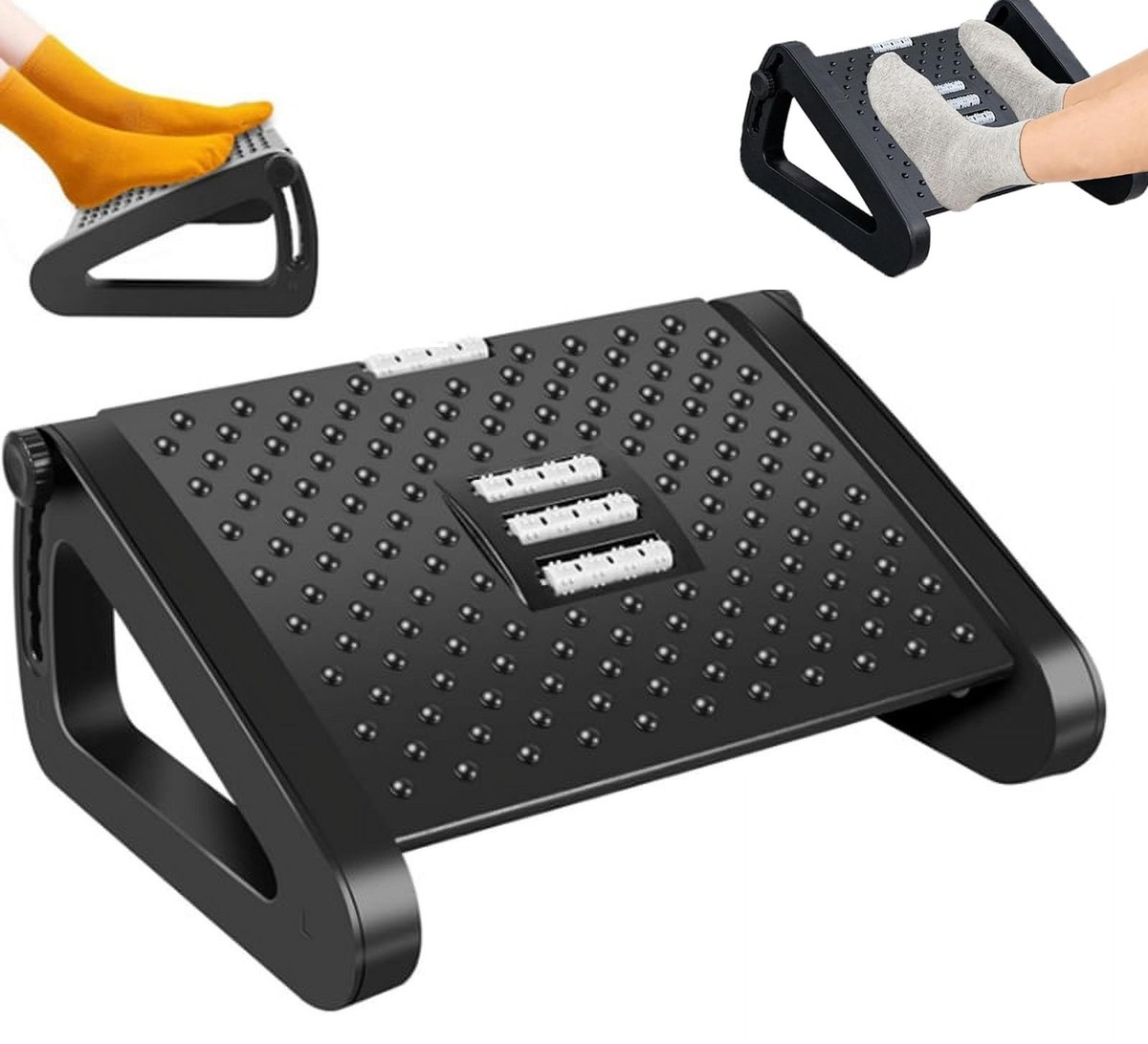 PODNÓŻEK BIUROWY Regulowany ERGONOMICZNY do stóp biurko z rolkami do ...