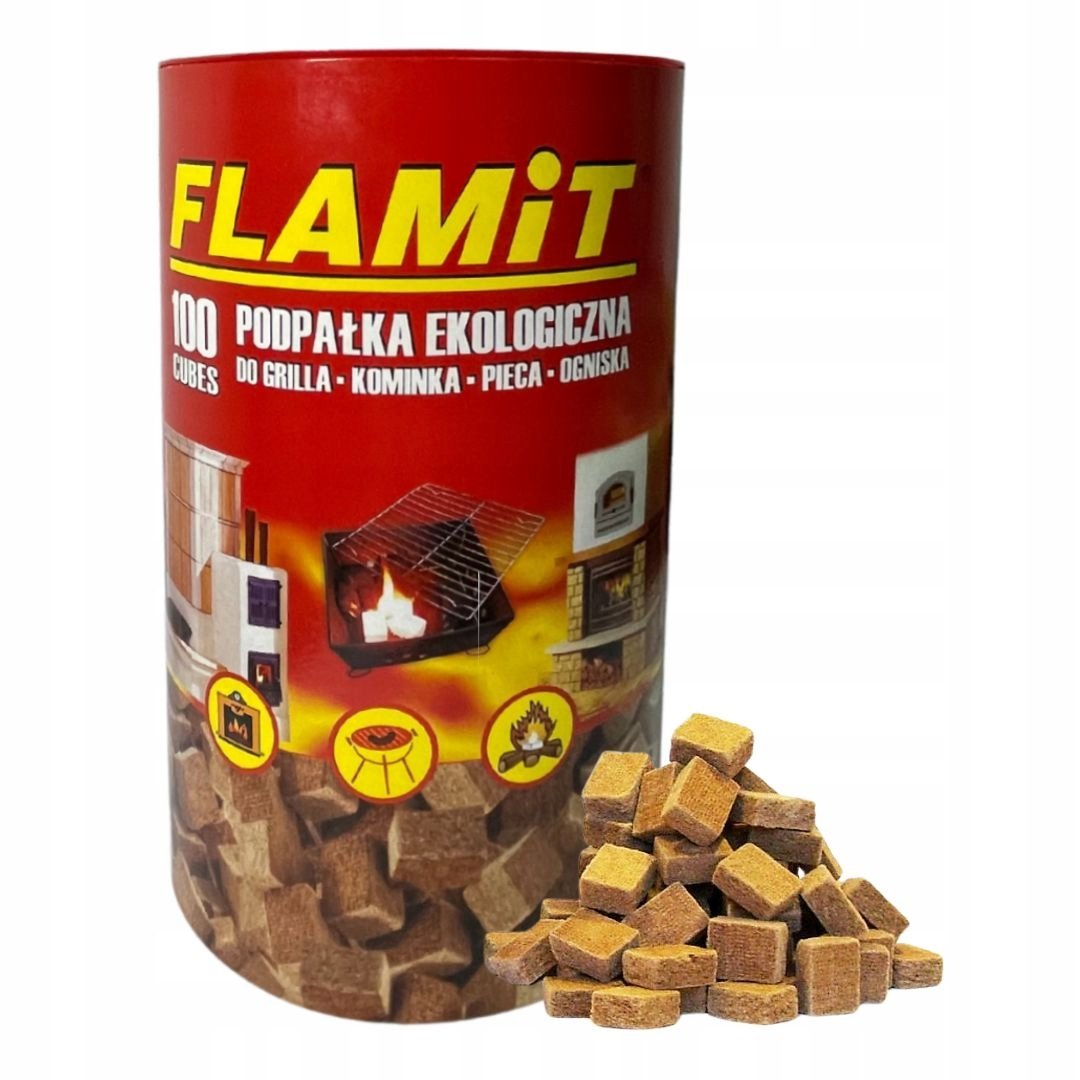 Podpałka ekologiczna 100 kostek tuba rozpałka do grilla kominka Flamit ...