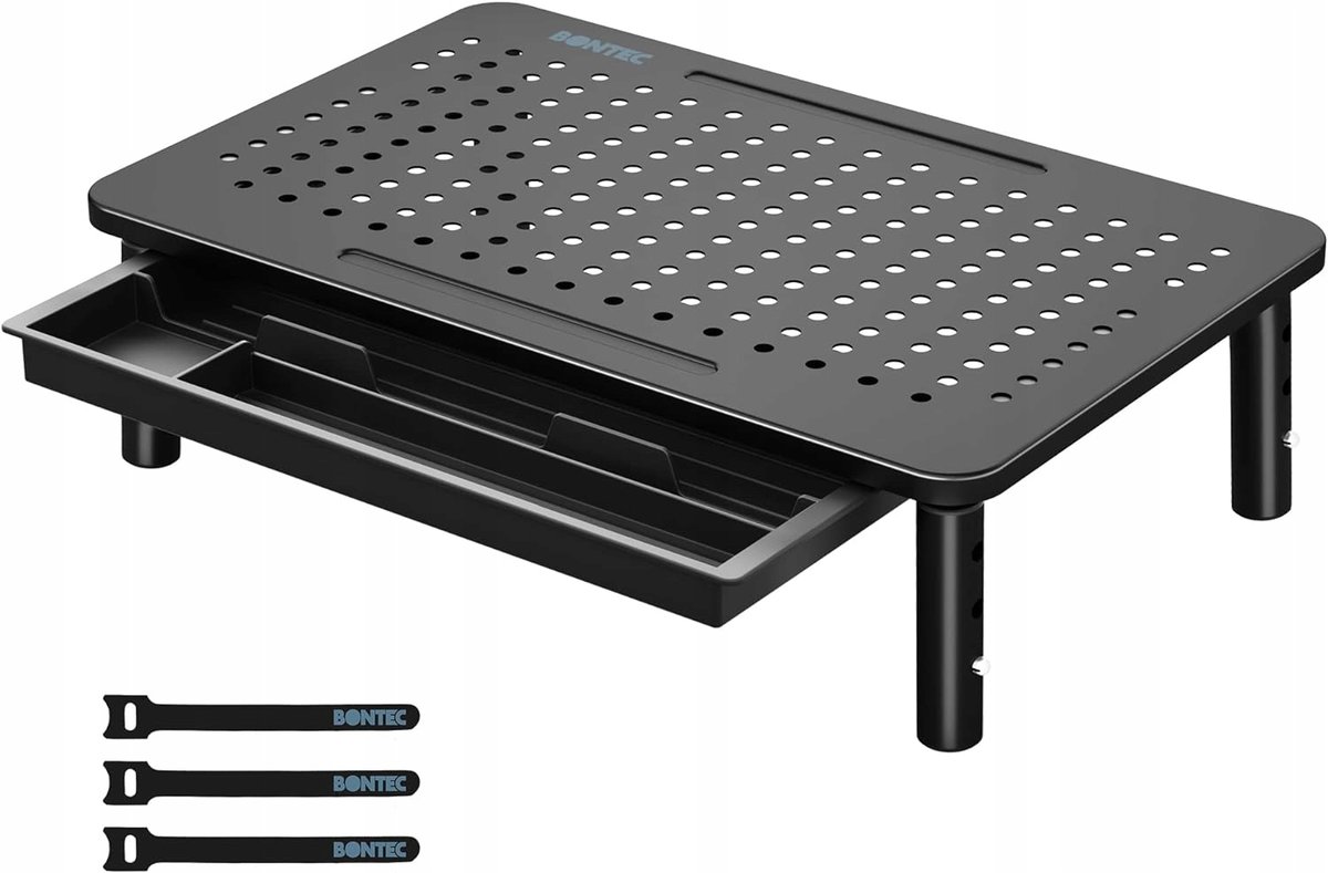 PODSTAWKA POD MONITOR LAPTOPA STOJAK Z SZUFLADĄ REGULOWANY do 20kg ...