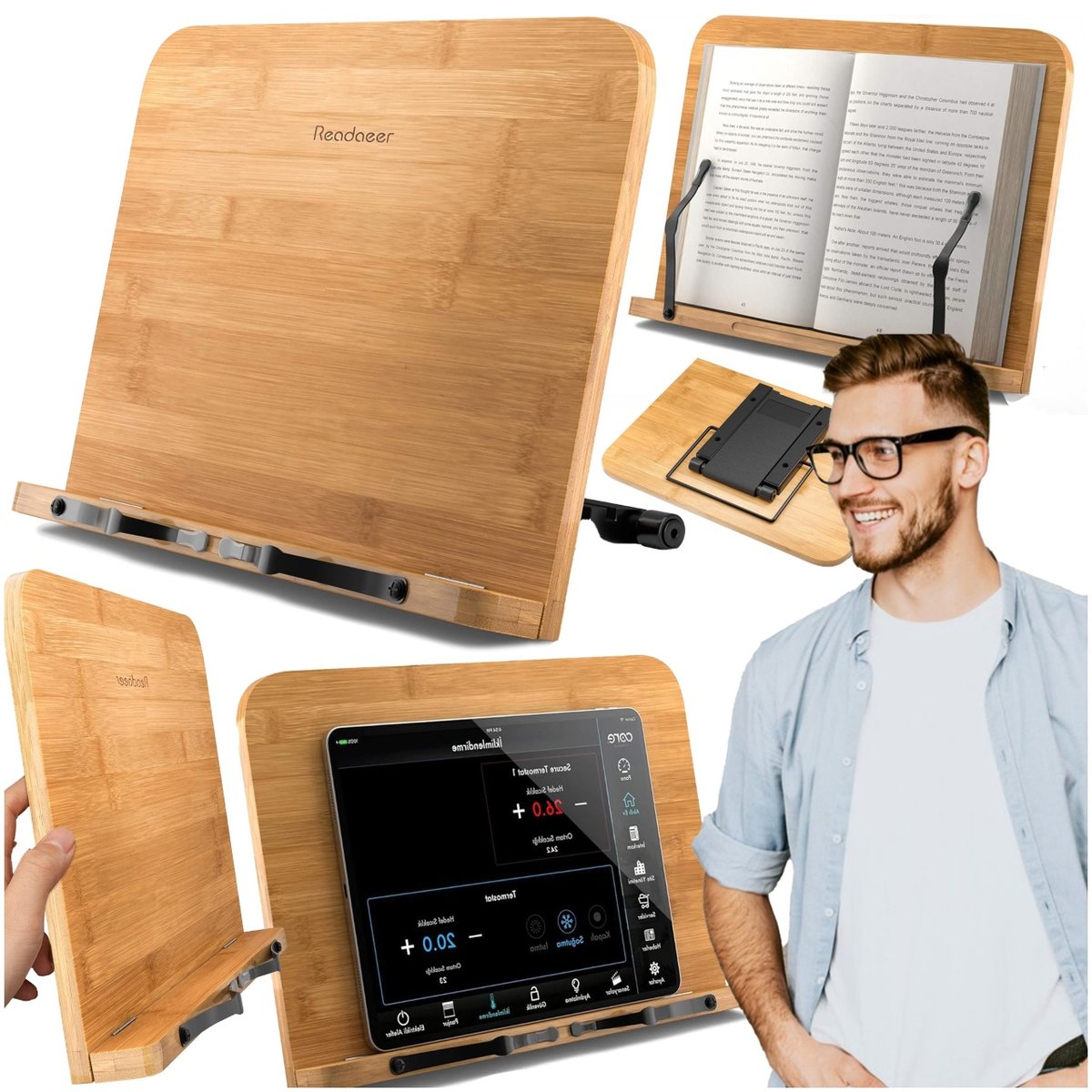 Podstawka Uchwyt pod na książkę laptopa iPad Bambusowy stojak do ...
