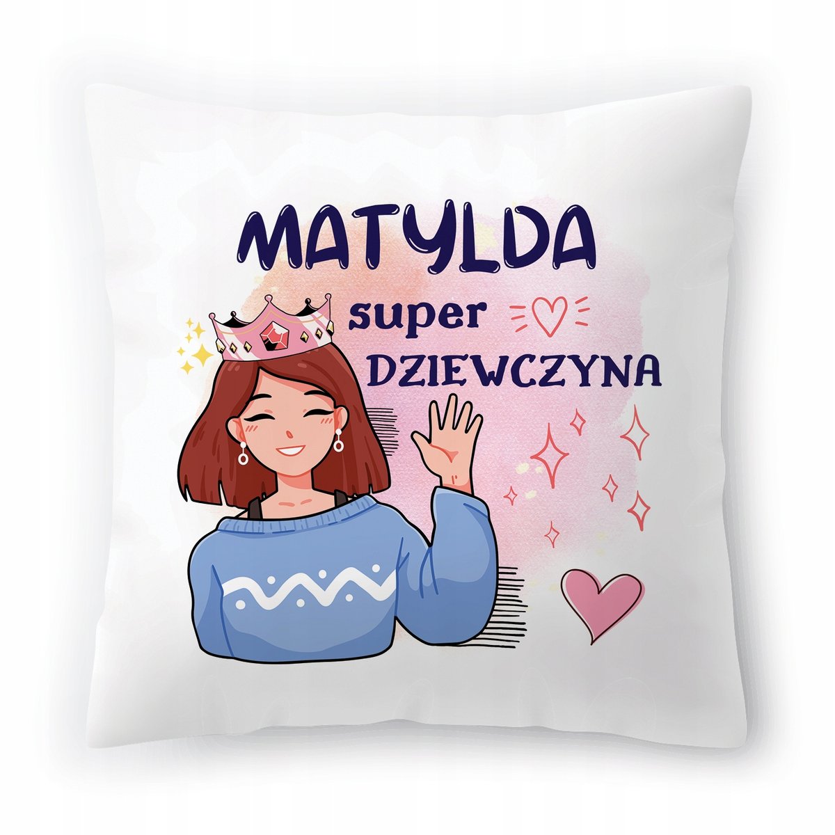 Poduszka Biała 40x40 cm Dla Matyldy Córki Dziecka z Nadrukiem ze ...