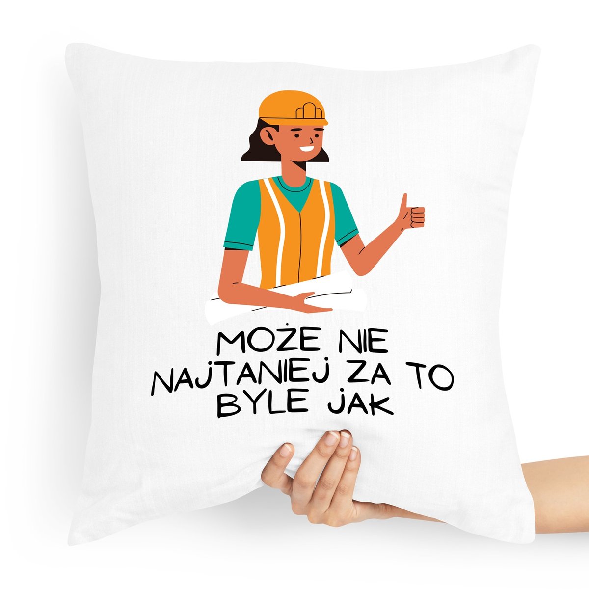 PODUSZKA BUDOWLAŃCA MOZE NIE TANIO ALE BYLE JAK z Nadrukiem ze Zdjęciem ...