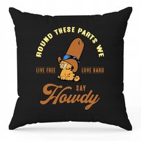 Poduszka Ozdobna Czarna Bajka Rudy Kot Garfield SAY HOWDY Na Prezent ...