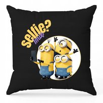 Poduszka Ozdobna Czarna SMILE? MINIONS *TWOJE IMIĘ* 40cmX40cm Prezent ...