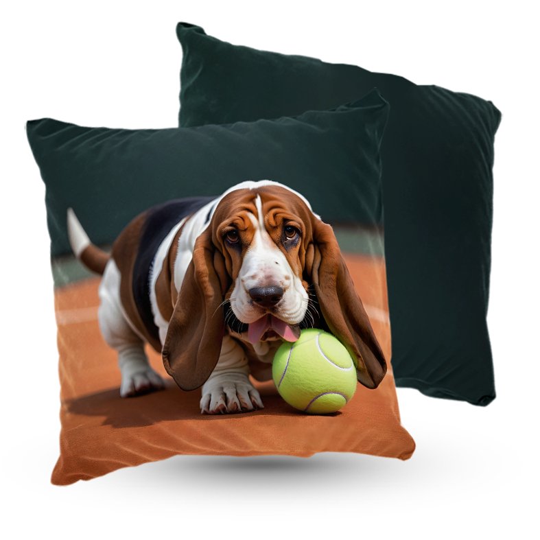 Poduszka pies Basset hound na korcie tenisowym 40x40 cm - 5made | Sklep ...
