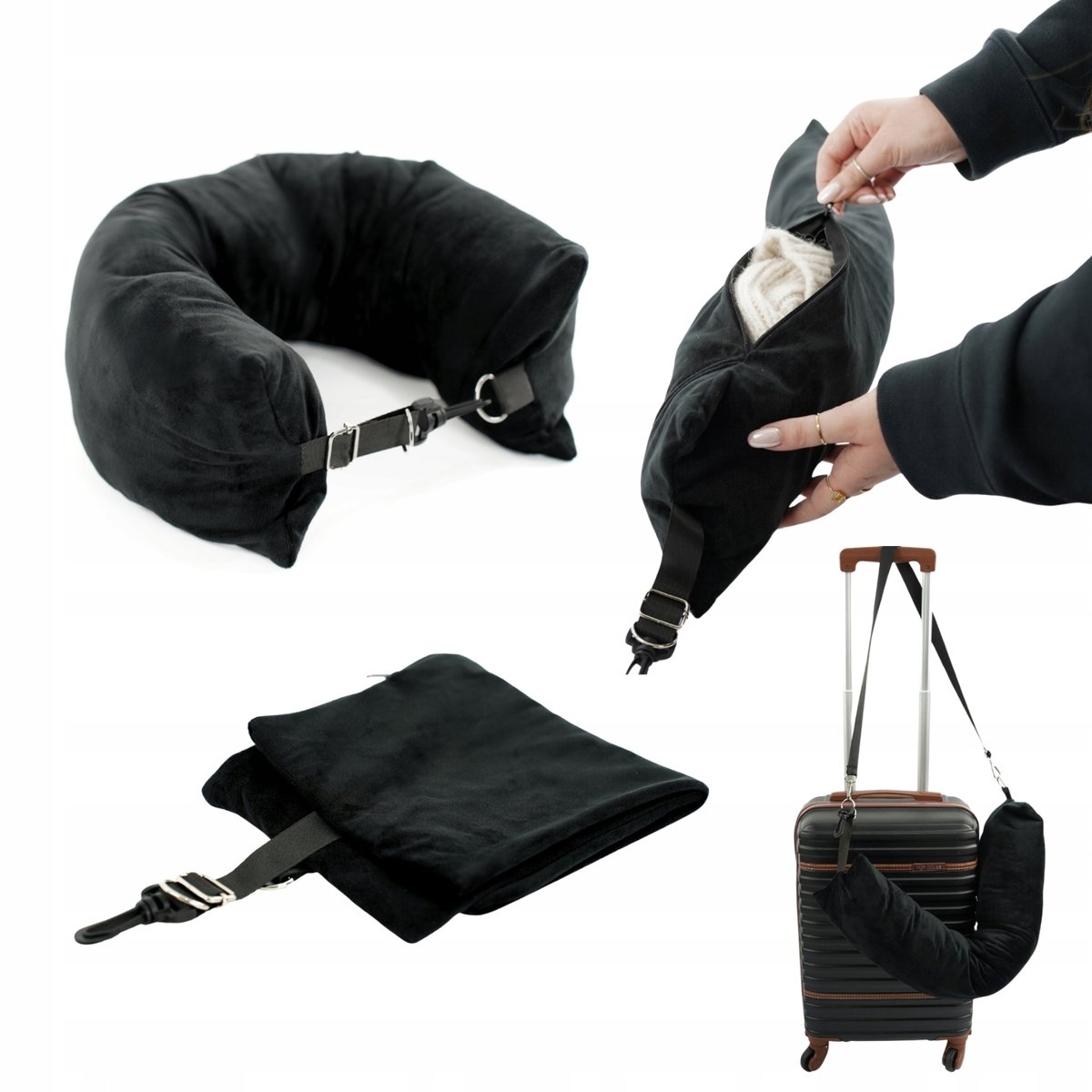 Poduszka podróżna rogal na ubrania do spania 2w1 bagaż podręczny do ...
