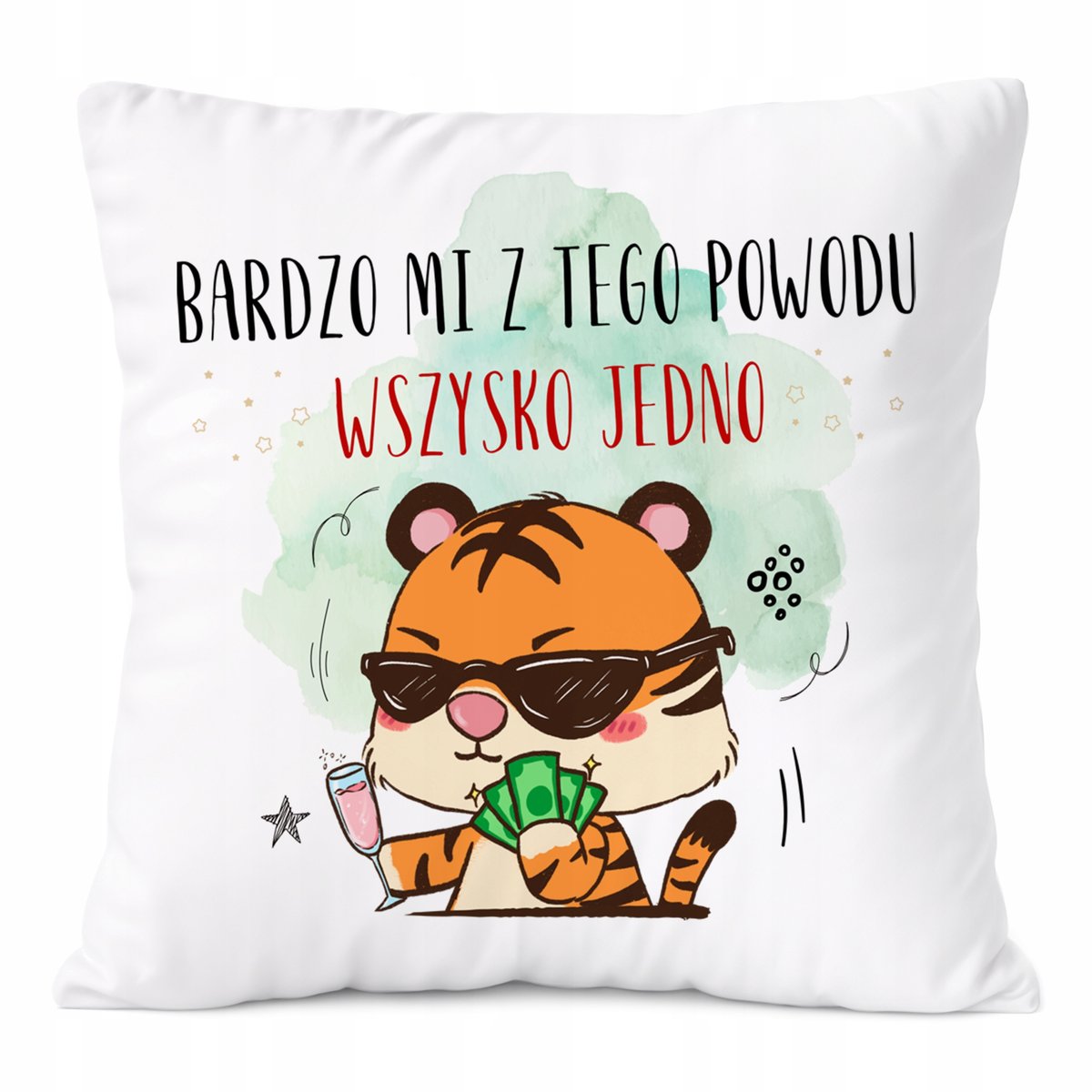 Poduszka Tygryski na Prezent z Nadrukiem ze Zdjęciem Biała PoliDraw ...