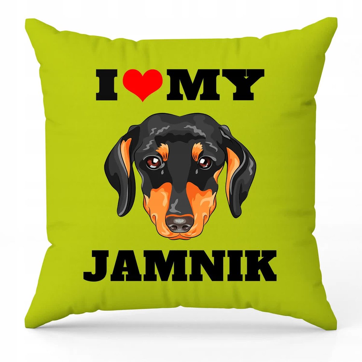 Poduszka Zielona LOVE MY JAMNIK Dla Fana Psów Na Prezent Psy Wzory ...