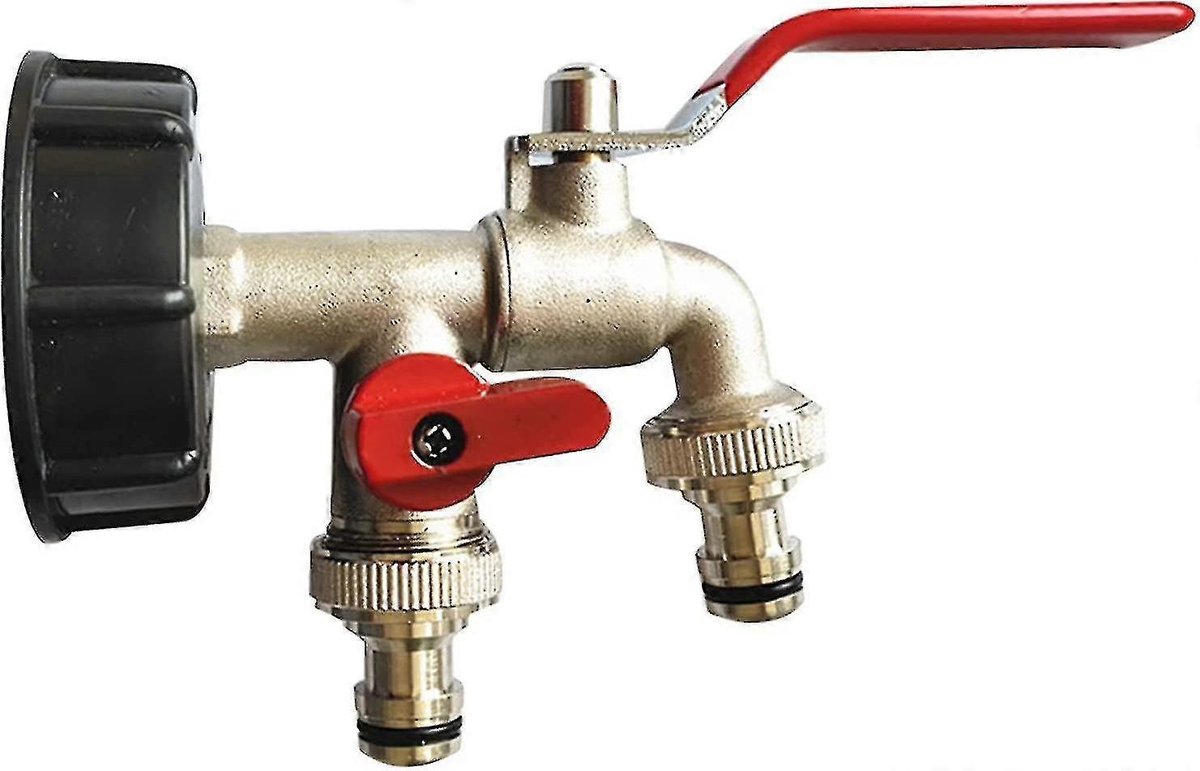 Podwójny kran ogrodowy 1/2", kran zbiornikowy 1000 l, adapter do ...