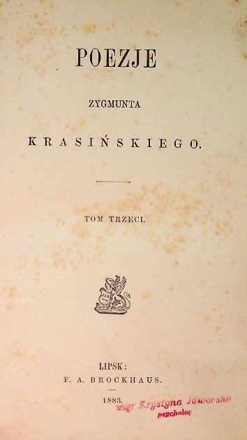 Poezje Zygmunta Krasińskiego. Tom III, 1883 r. - Krasiński Zygmunt | Książka w Empik