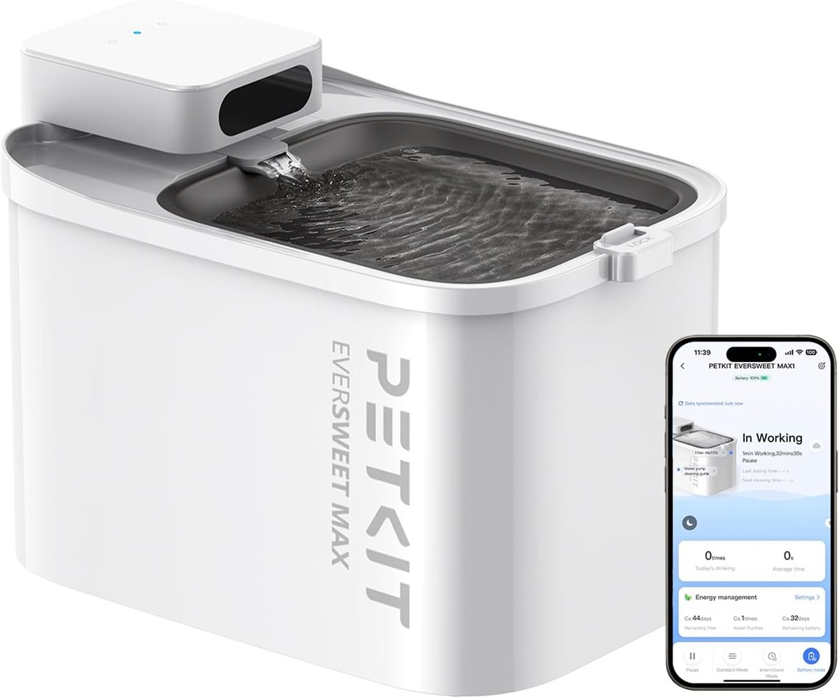 Poidło PetKit Eversweet Max, Bezprzewodowa Cicha Fontanna dla Kotów ...