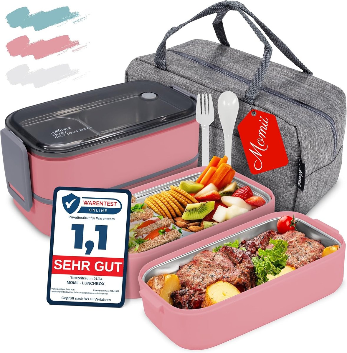 Pojemnik na lunch momii ze stali nierdzewnej, różowy, 1.4 litra - Inna ...