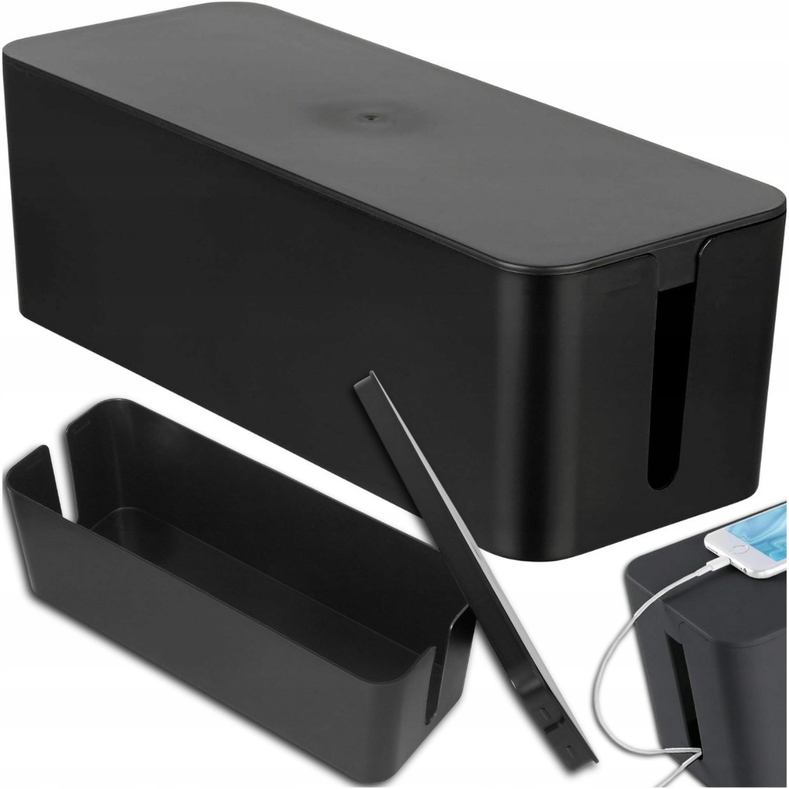 POJEMNIK ORGANIZER NA KABLE LISTWY PUDEŁKO ORGANIZER DO KABLI BOX L ...