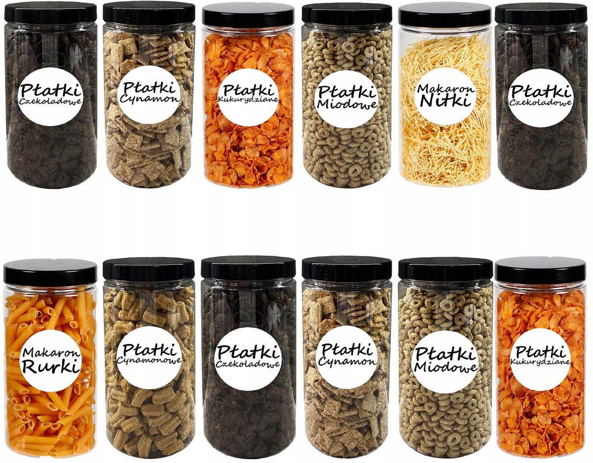 POJEMNIK PLASTIKOWY SŁOIK NA ŻYWNOŚĆ 1,25L 12 SZTUK +ETYKIETY - Inna marka | Sklep EMPIK.COM