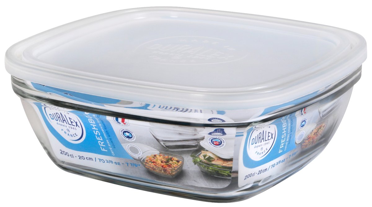Pojemnik szklany z pokrywą Freshbox 2 L kwadrat Duralex 20 x 20 cm ...