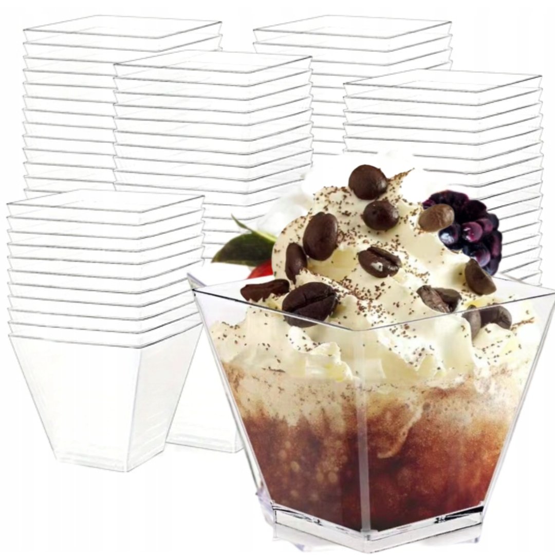 Pojemniki na desery 120ml 50 szt duże piramidki pucharki kwadratowe - Guillin | Przyjęcia i ...